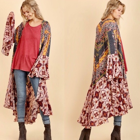 Umgee | Tops | Floral Print Duster Kimono Boho | Poshmark